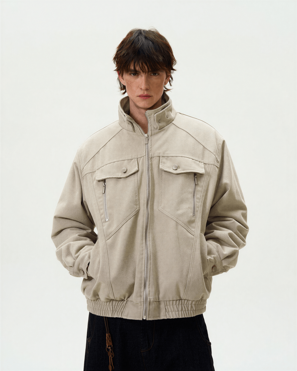 Clasp Jacket – Pleated Denim with Metal Buckles | Revivo Avenue