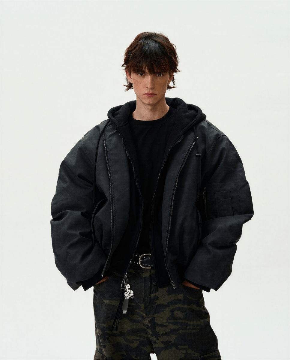 Clasp Jacket – Pleated Denim with Metal Buckles | Revivo Avenue